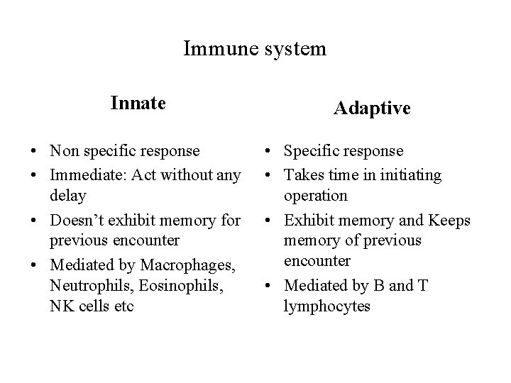 Immune System An Overview Department of Microbiology Immunity