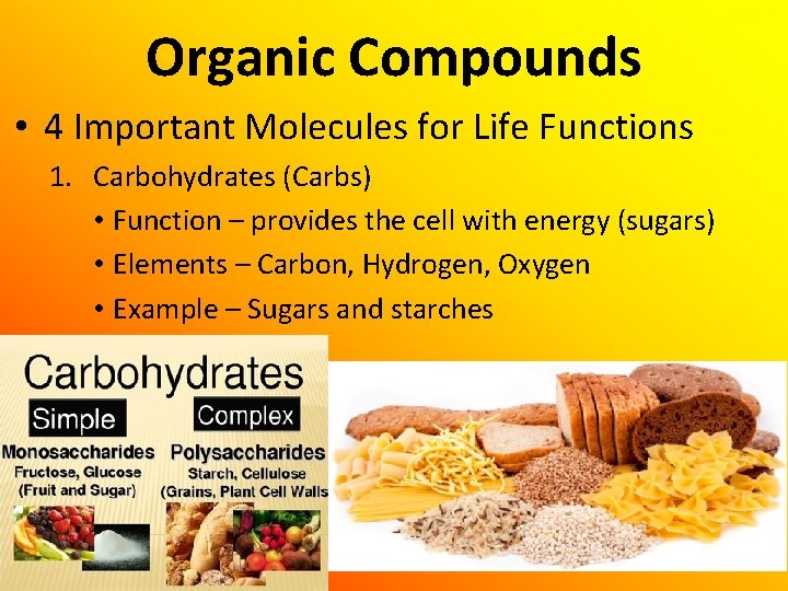 Biochemistry Outline Organic Compounds Cell Parts Review Biochemical