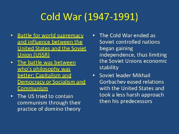 International Conflicts WWIIraq War We will be looking