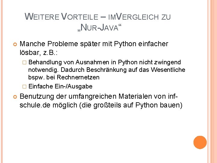 MGLICHE STOFFVERTEILUNG IM GRUNDKURS bei Verwendung von Java