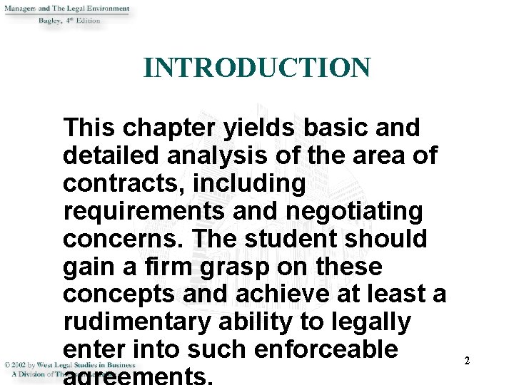 CHAPTER 7 Contracts INTRODUCTION This chapter yields basic