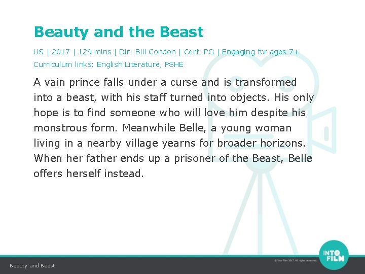 FILM DISCUSSION GUIDE Beauty and the Beast US