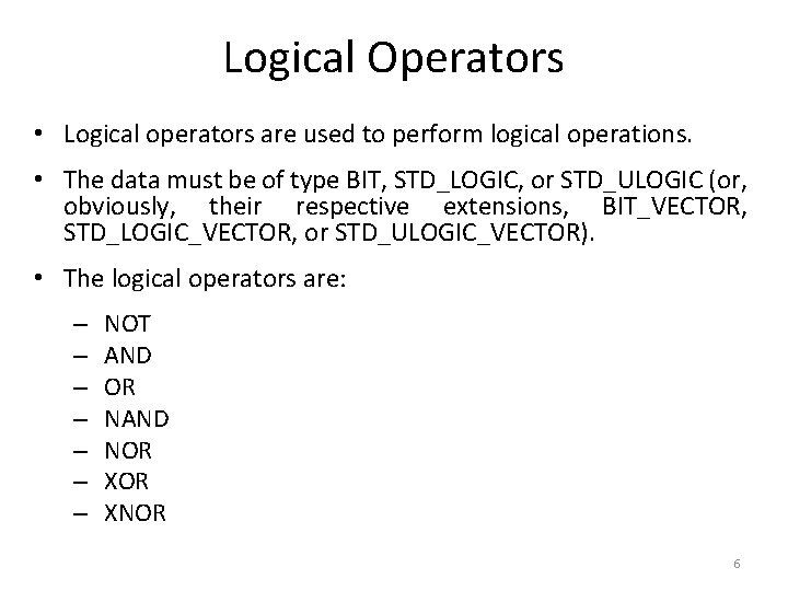 Advanced FPGA Based System Design Lecture8 VHDL Operations
