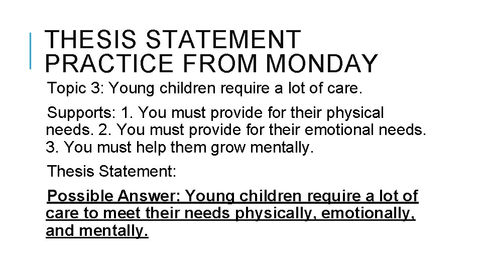 BELLRINGER 1 Get your thesis statement practice sheet