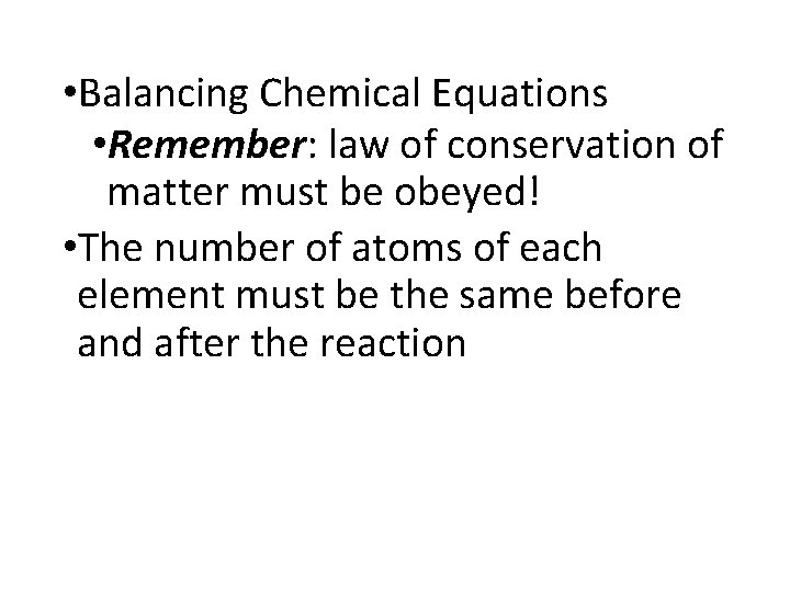 Unit 9 Chemical Reactions 1 Balancing Chemical Reactions