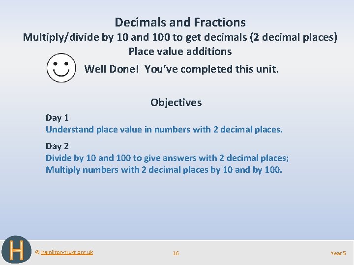 Decimals and Fractions Multiplydivide by 10 and 100