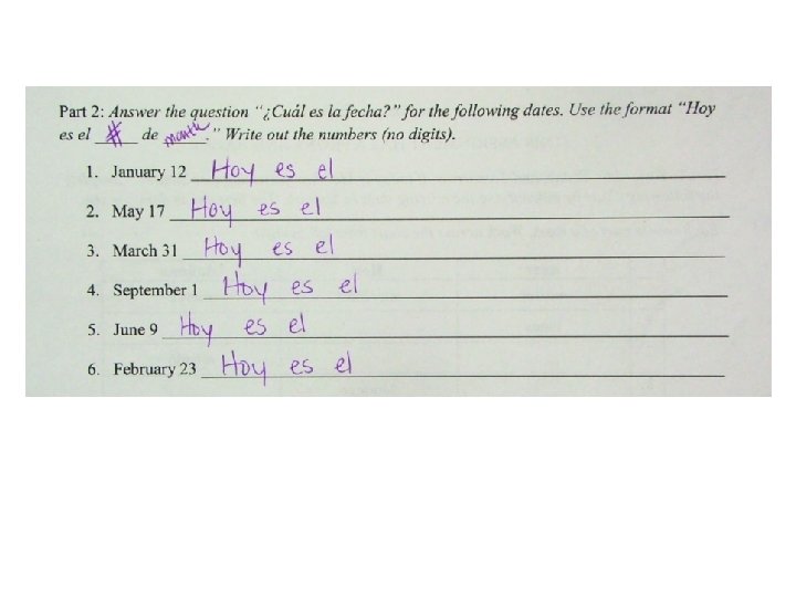 Vocabulario 1 B El Calendario Los das los