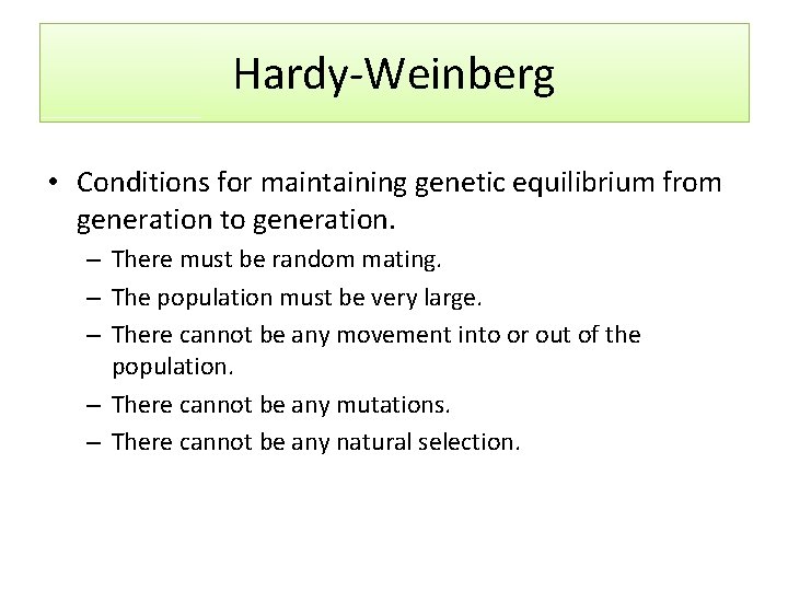 HardyWeinberg Genetic Equilibrium HardyWeinberg principle allele ...