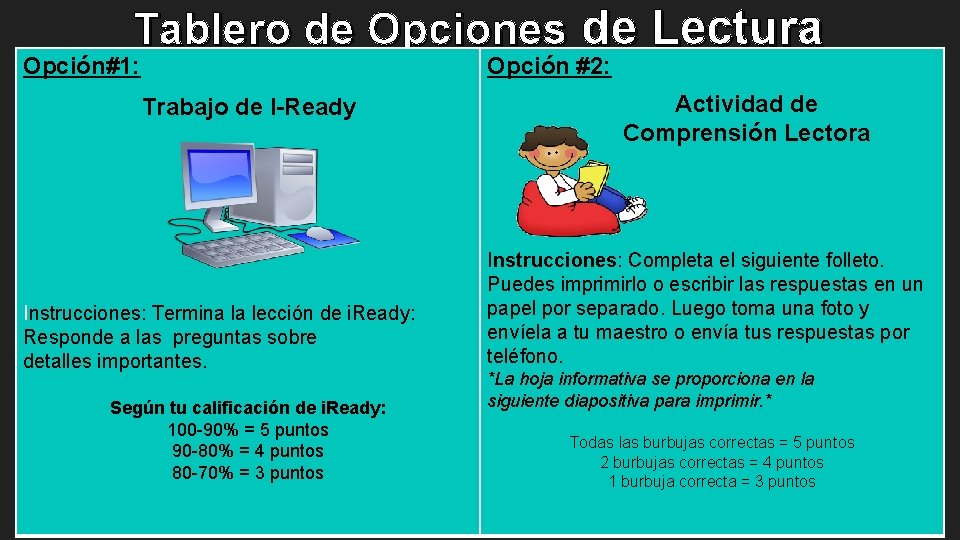 1 er Grado Tablero de Eleccin Los estudiantes