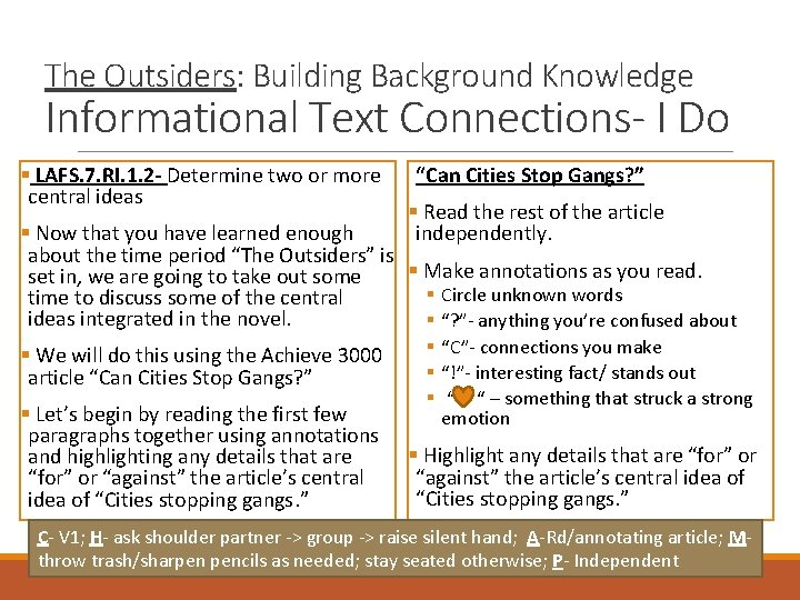The Outsiders Building Background Knowledge Copy whats in