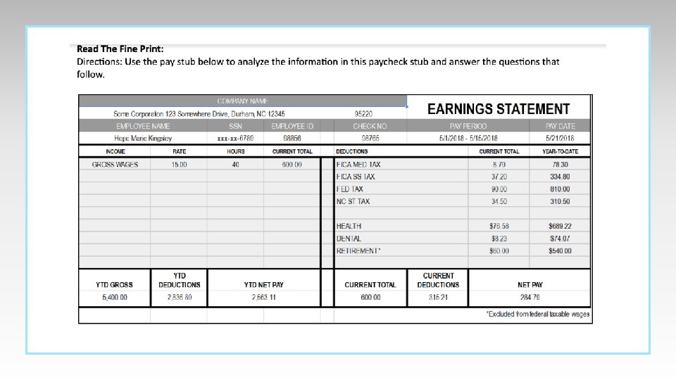 Taxes and Your Pay Stub EX PLAIN WHER