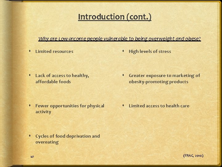 Fighting Obesity in Low Income American Families Presented