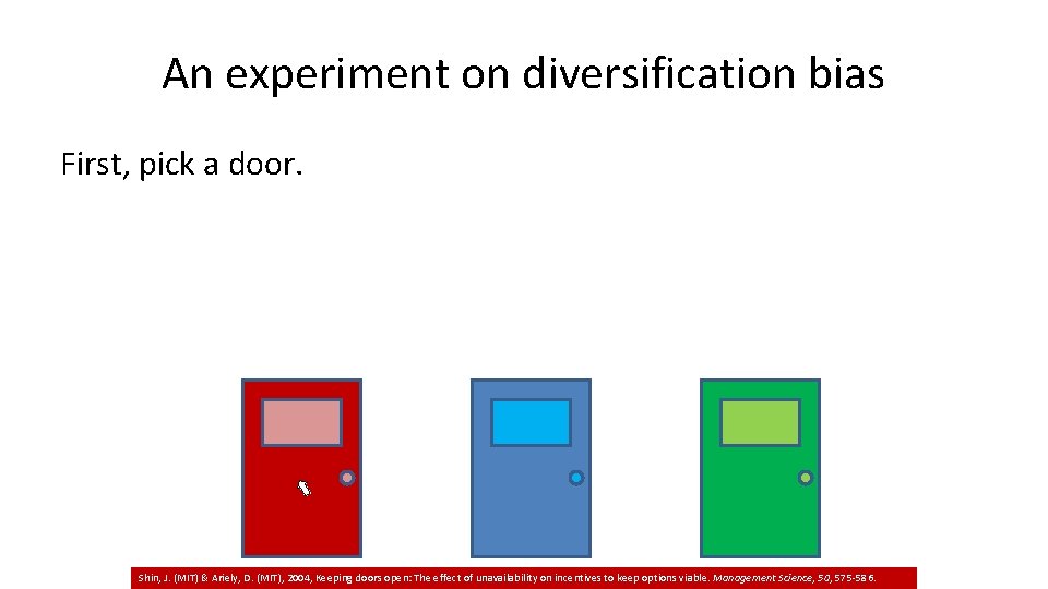 Diversification Bias The fear of focus Nonstandard decision