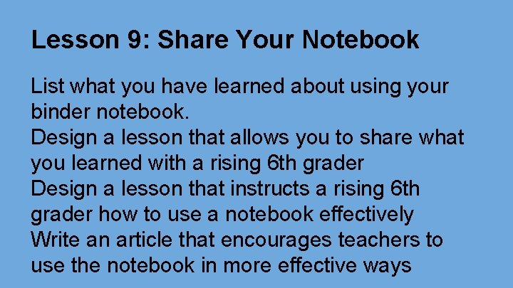 Unit 1 Organization Skills Lesson 1 Planner Basics