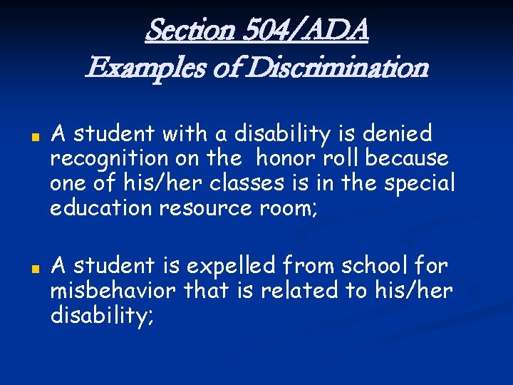 Section 504 ADA Americans With Disabilities Act ADA