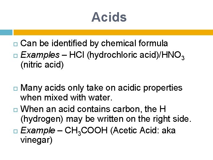ACIDS BASES Learning Outcome C 2 Student Achievement
