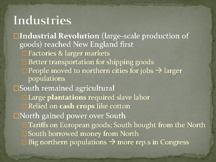 The American Civil War North vs South debates