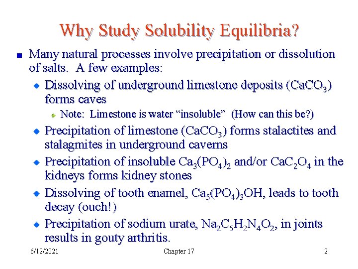 CH 160 General Chemistry II Lecture Presentation Solubility