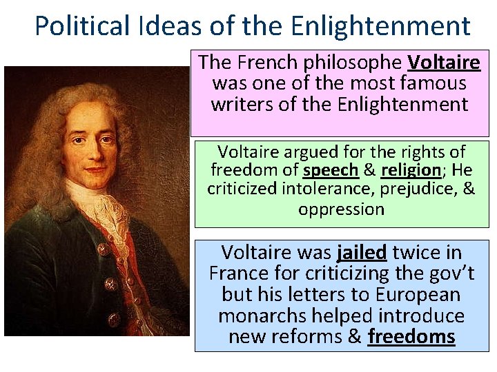 The Enlightenment SSWH 13 B Identify the major