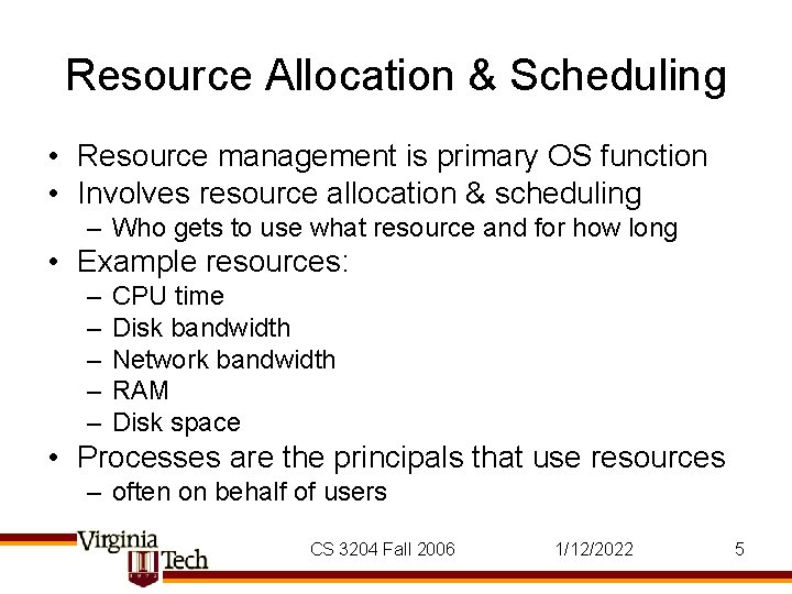 CS 3204 Operating Systems Lecture 12 Godmar Back