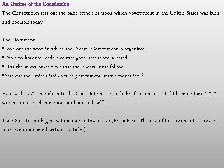 Chapter 3 Section 1 Basic Principles An Outline