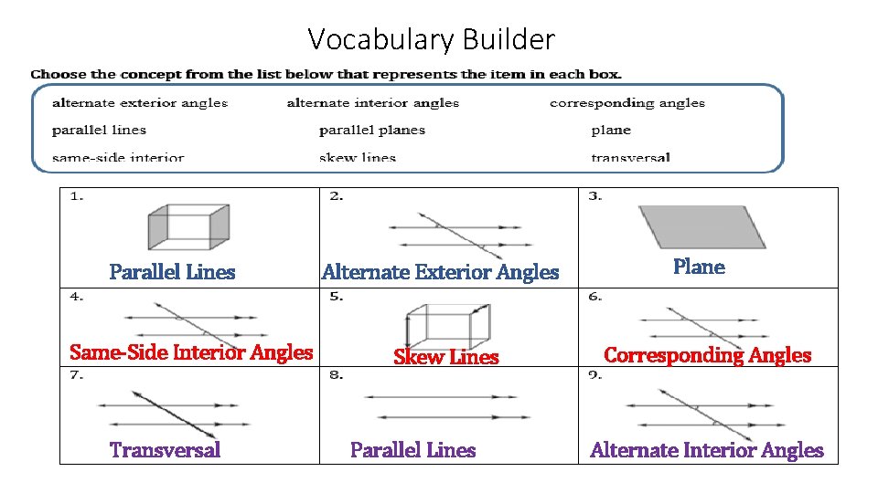 Unit 2 Congruence Similarity Proofs Vocabulary Builder Vocabulary