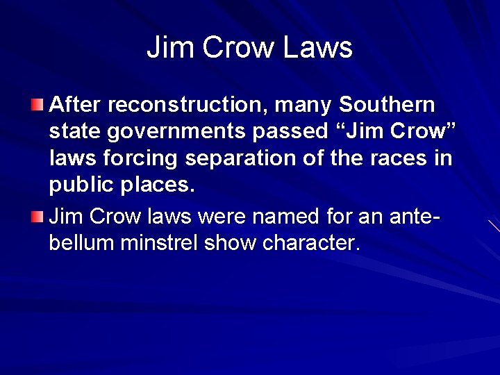 AfricanAmerican Discrimination and Segregation SWBAT The student will