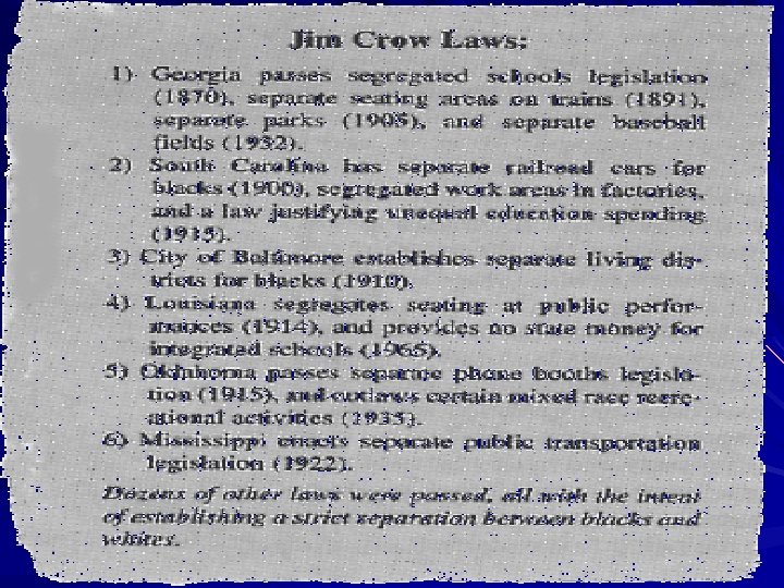 AfricanAmerican Discrimination and Segregation SWBAT The student will