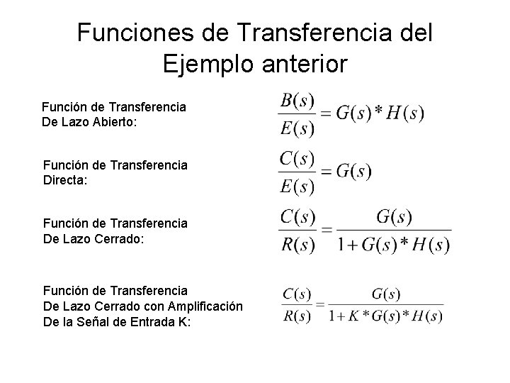 Anlisis Bsico de sistemas de Control Ecuaciones de