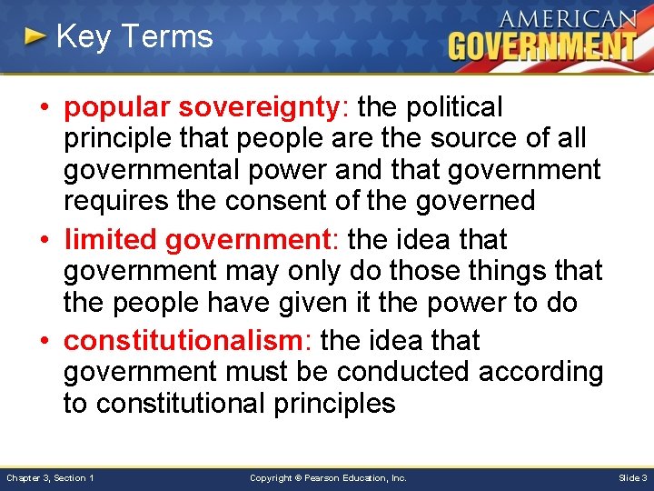 Chapter 3 The Constitution Section 1 ObjectivesLearning Targets