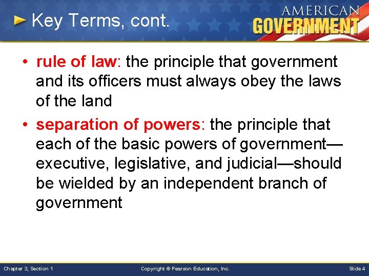 Chapter 3 The Constitution Section 1 ObjectivesLearning Targets
