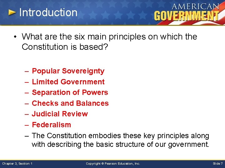 Chapter 3 The Constitution Section 1 ObjectivesLearning Targets