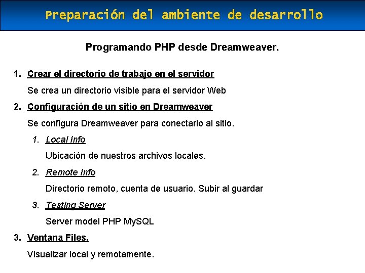 Lenguaje de programacin PHP Preparacin del ambiente de