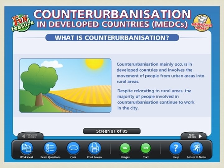 Developing world cities Counter Urbanisation Name and explain