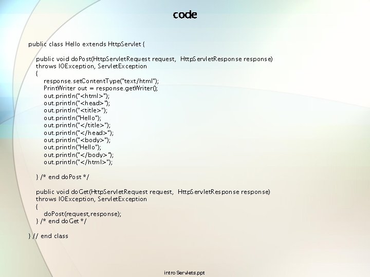 Intro to servlets intro Servlets ppt typical web