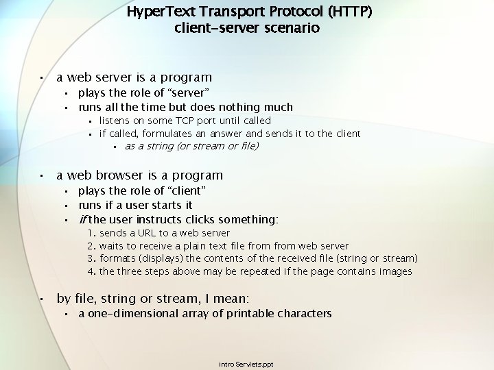 Intro to servlets intro Servlets ppt typical web