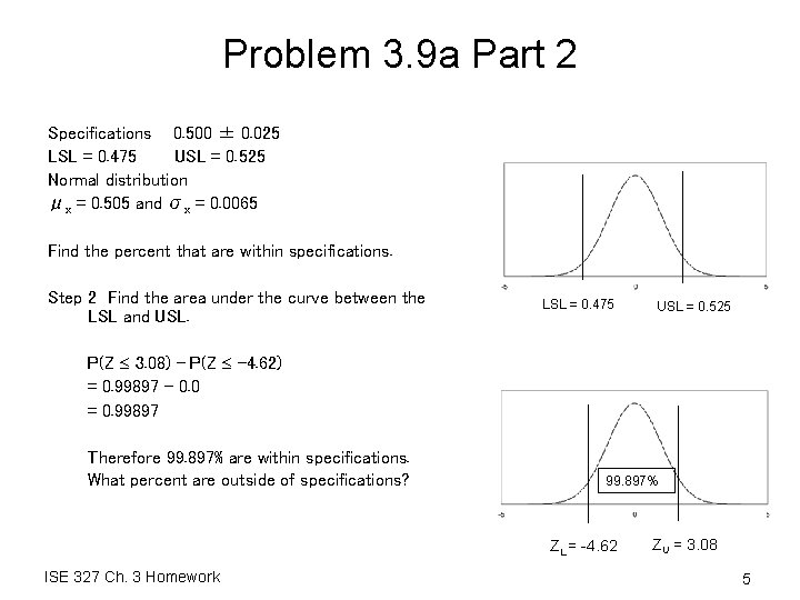Using the Standard Normal Distribution to Solve SPC