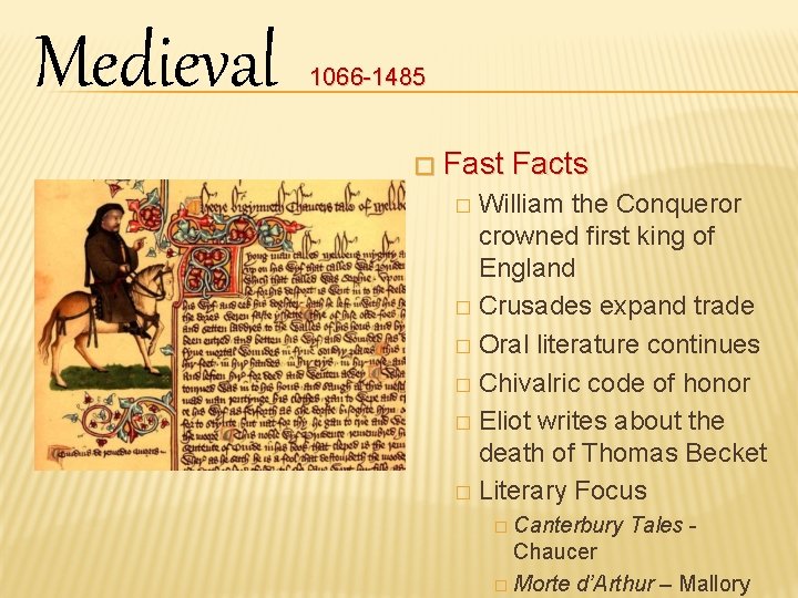 BRITISH LITERARY For details on each period download