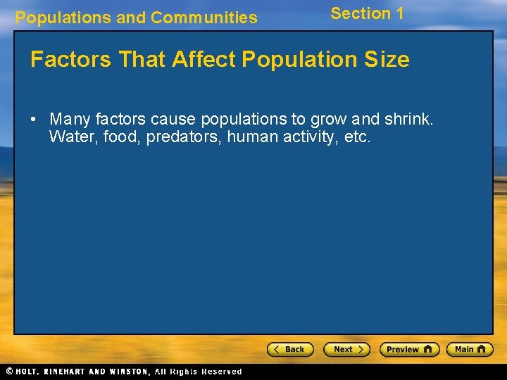 Populations and Communities Section 1 Bio I Unit