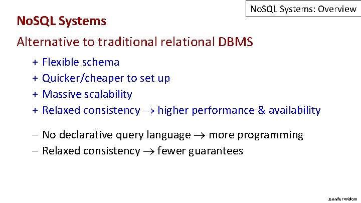 No SQL Systems Overview as of November 2011