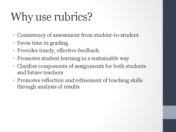Assessment Creating and Using Rubrics Workshop Goals Review
