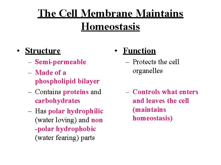Cell Membrane and Membrane Transport Georgia Performance Standards