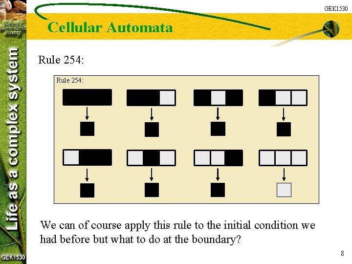 Cellular Automata What could be the simplest systems