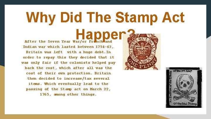 THE STAMP ACT BY David Ortiz Meagan Fernandez