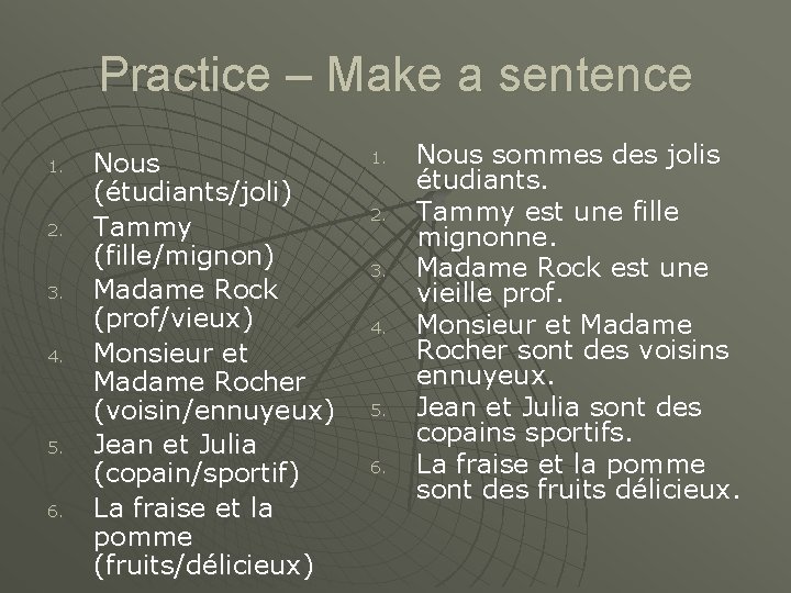 Adjective Placement 3 1 French 1 BAGS What