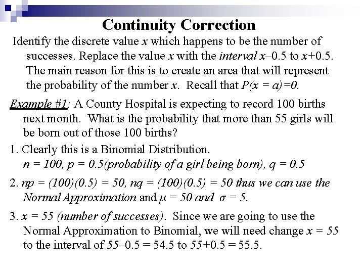Chapter 6 Normal Approximation To Binomial Lecture 4