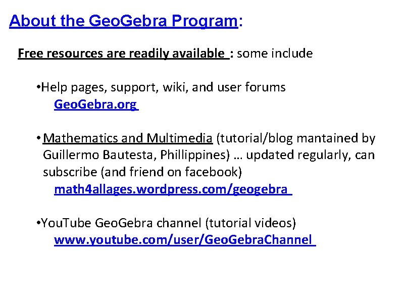 Geo Gebra Free Dynamic Software for Geometry and