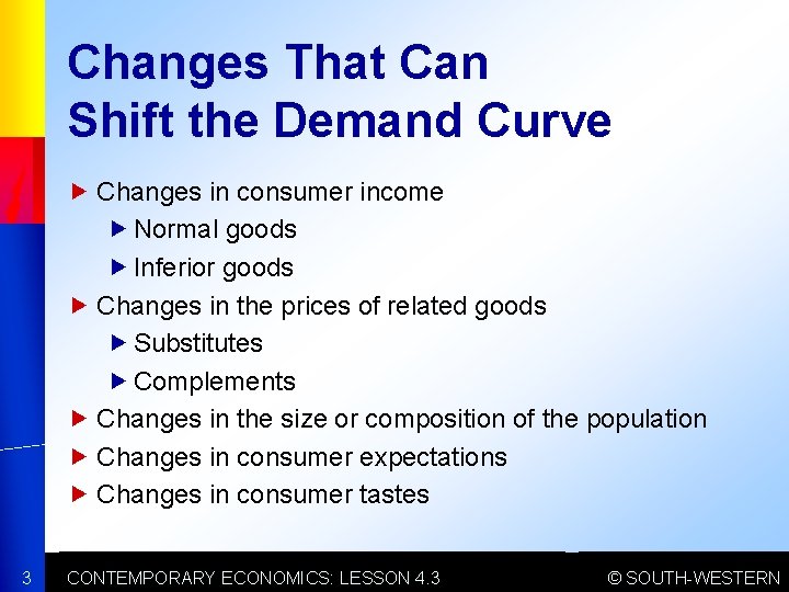 Objectives LESSON 4 3 Changes in Demand Identify