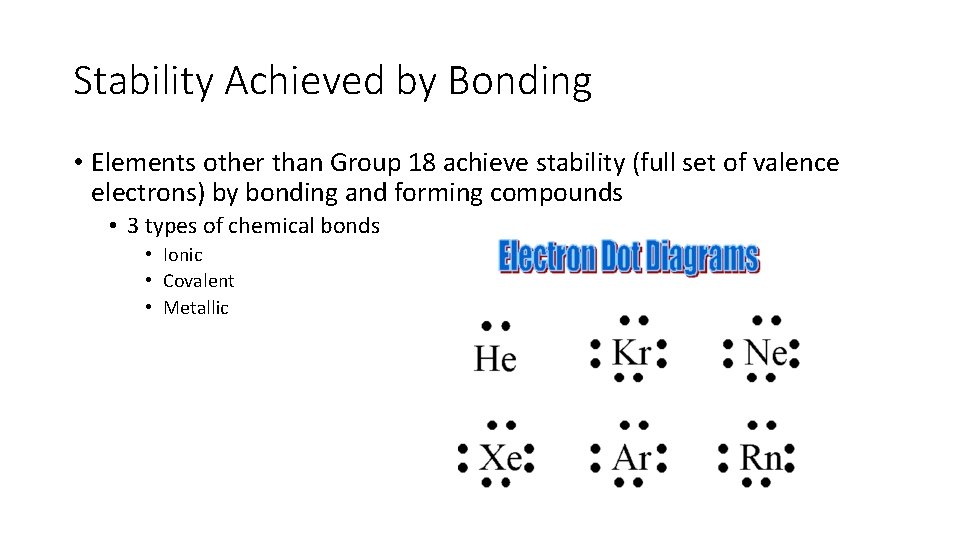 Chemical Bonding Chapter 20 Stability Achieved by Bonding