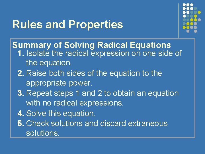 Questions about HW 8 8 Solving Radical Equations